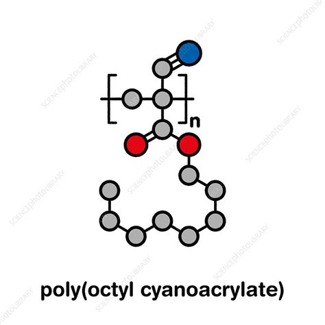 Poly Octyl Cyanoacrylate Polymer Chemical Structure Stock Image