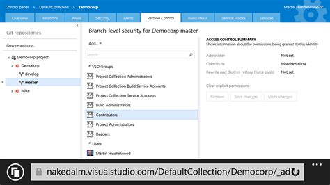 Tfs Protecting A Git Branch In Visual Studio Team Services Stack Overflow