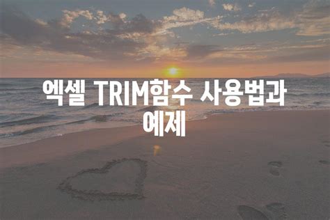 엑셀 Trim 함수 사용법 대전 초보자 가이드부터 실용 예제까지