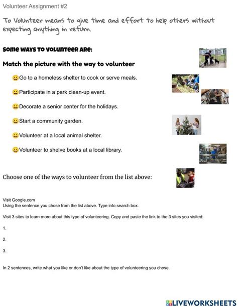 Volunteer Assignment 2 Worksheet