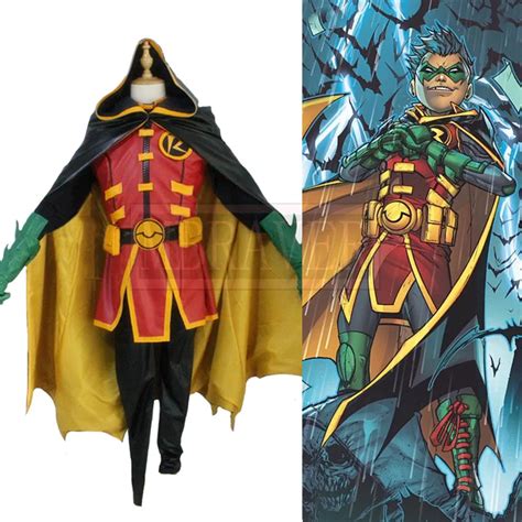 Red Robin Superhero Damian Wayne Cosplay Costume Custom Made Free