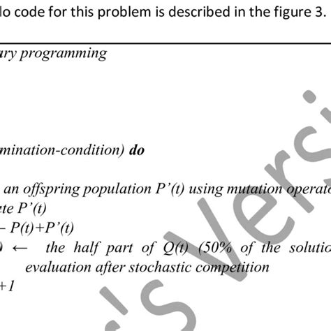 Evolutionary Programing Pseudocode Download Scientific Diagram