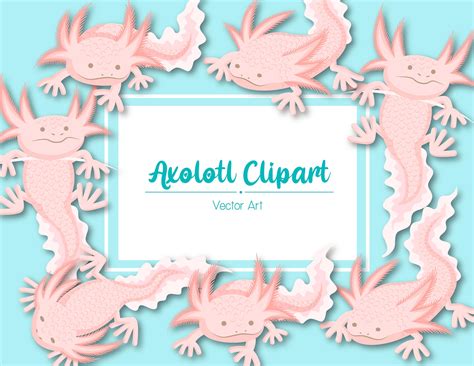 Cute Axolotl Clip Art Set Collection Vector Art Digital Etsy