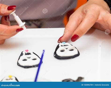 Figures Of Halloween With Fondant Paste Or Sugar Paste Stock Image Image Of Bakery Marbled