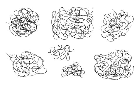 Hand Drawn Doodle Set With Abstract Tangled Scribbles Vector Random