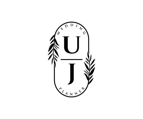Uj Initials Letter Wedding Monogram Logos Collection Hand Drawn Modern Minimalistic And Floral