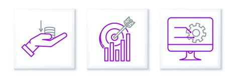 Set Garis Monitor Komputer Dengan Grafik Grafik Money Hand Dan Ikon