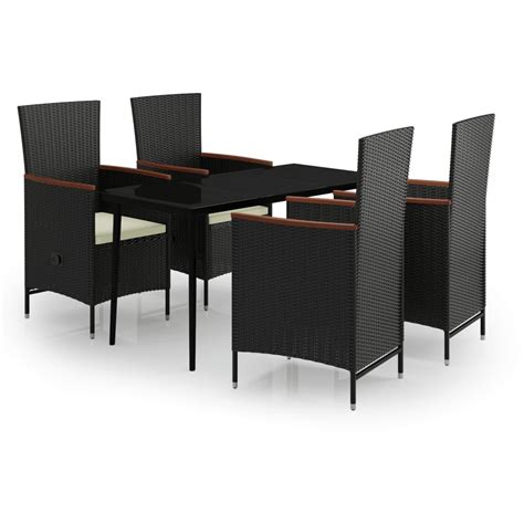 Buy Vidaxl 5 Piece Garden Dining Set With Cushions Black Online In Uae