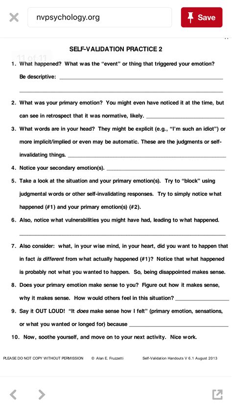 Validation Worksheet Group Or Individual Dbt Therapy Counseling