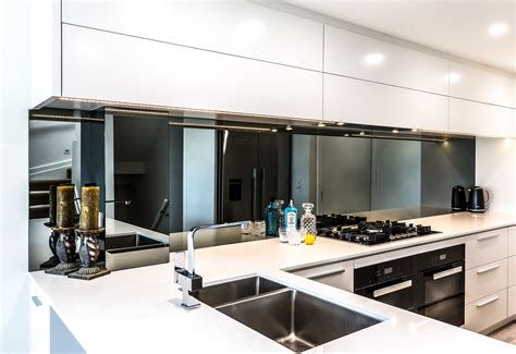 Mirror Glass Splashbacks Smokey Grey And Antique Finish