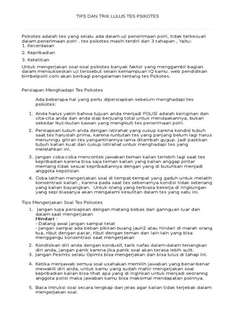 13 Soal Psikotes Akpol Pdf Contoh Soal Dan Jawaban Artofit