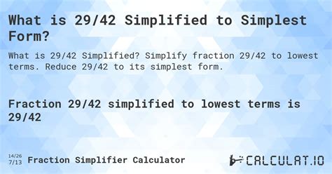 what is 29 42 simplified to simplest form calculatio