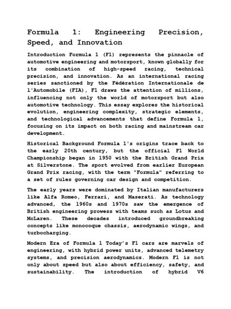 Formula 1 Engineering Precision Speed And Innovation Pdf Formula