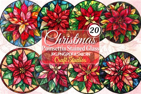 Christmas Poinsettia Stained Glass Graphic By Craft Studios · Creative