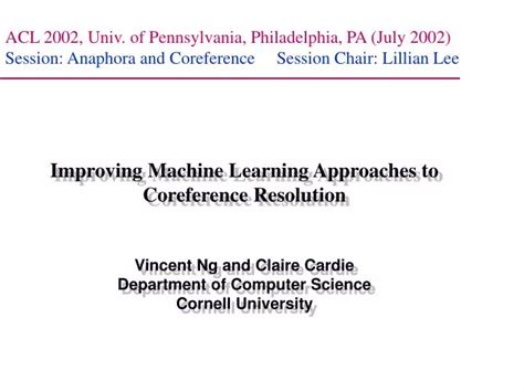 Ppt Improving Machine Learning Approaches To Coreference Resolution Powerpoint Presentation