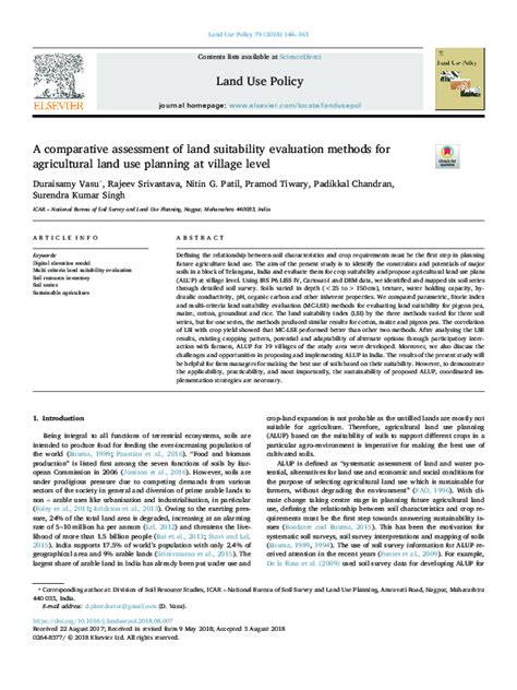 Pdf A Comparative Assessment Of Land Suitability Evaluation Methods