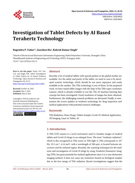 Pdf Investigation Of Tablet Defects By Ai Based Terahertz Technology
