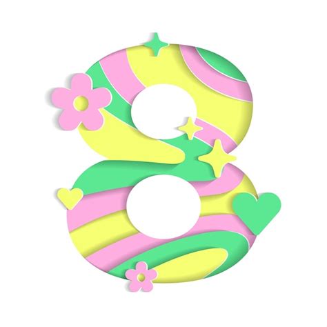 premium vector 8 numeric number abstract paper lively flower heart