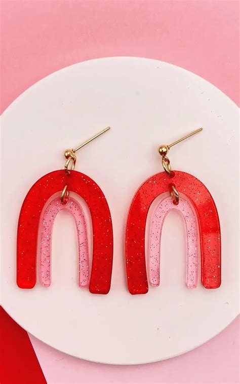 Marinette Red And Pink Glitter Earrings