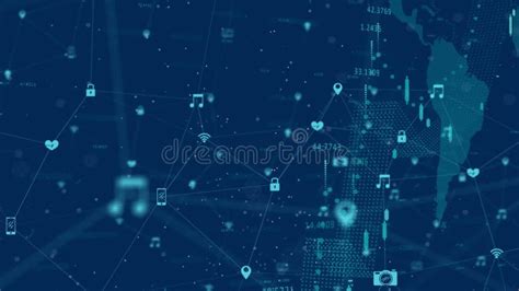 Animation Of World Map Networks Of Connections And Data Processing