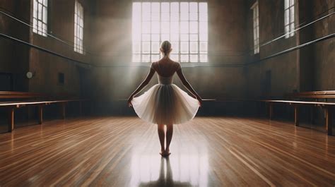 Premium Ai Image Ballerina In Dress In The Ballet Studio Back View