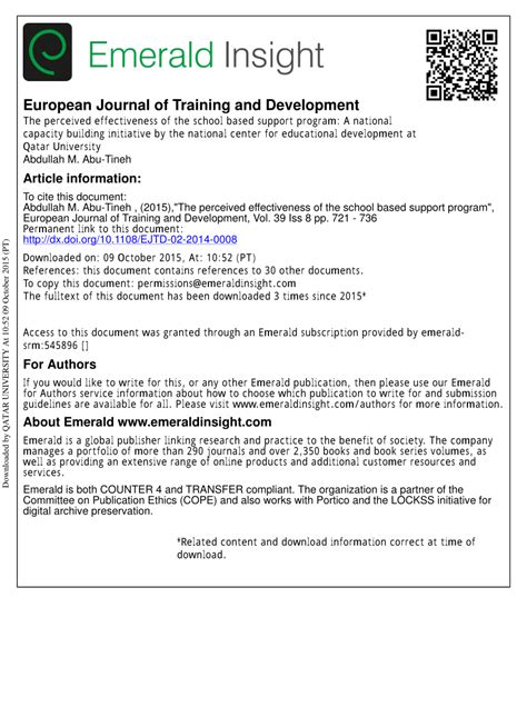 Pdf The Perceived Effectiveness Of The School Based Support Program