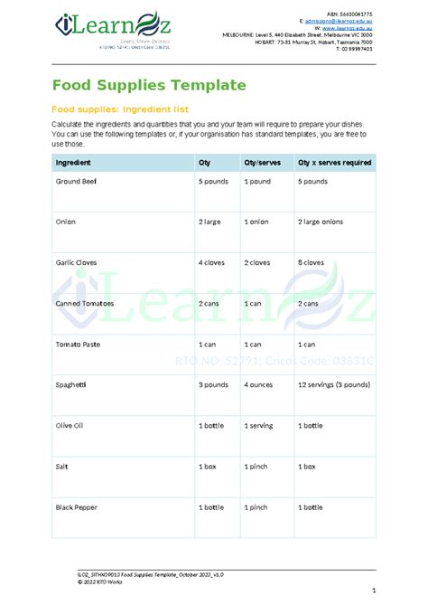 Sithkop 013 Food Supplies Template V1 ABN 56610041775 E Admissions