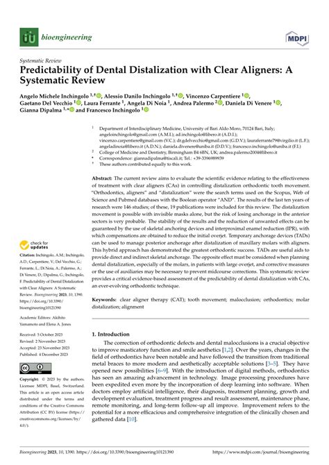 Pdf Predictability Of Dental Distalization With Clear Aligners A