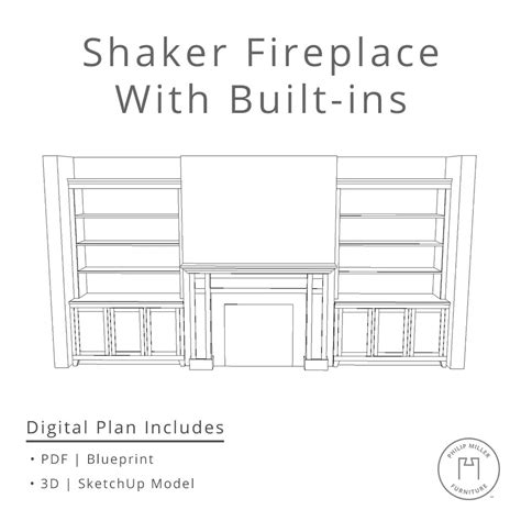 Shaker Fireplace With Built Ins Woodworking Project Plan And Sketchup