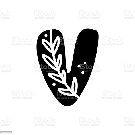 빈티지 플로럴 대담한 편지 V 로고 스프링 모노라인 패턴으로 그린 블랙 컬러와 플로럴 핸드가 돋선한 클래식 V 서머 레터 디자인