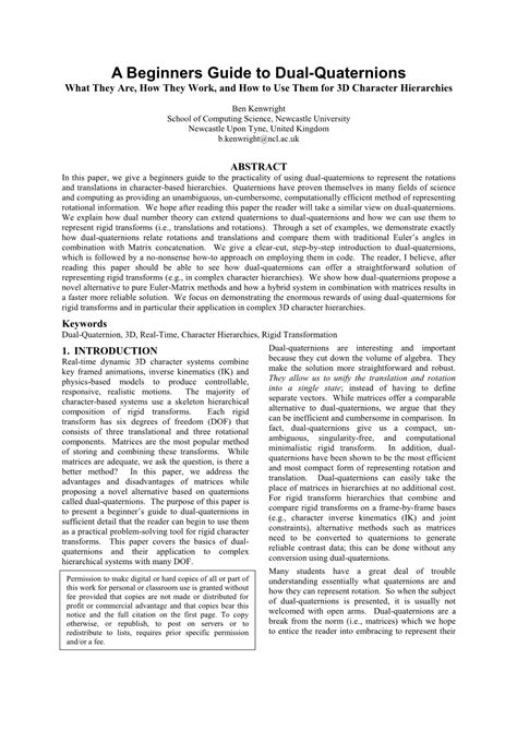 Dual Quaternions What They Are How They Work And How To Use Them For