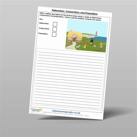 Year 6 Identifying Determiners Conjunctions And Prepositions In Sentences Application Resource