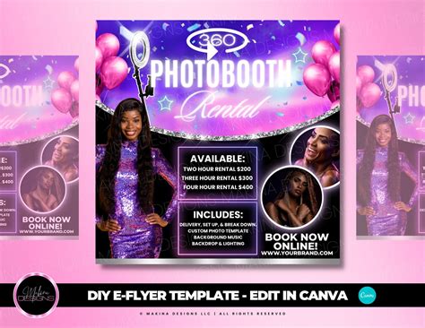 PHOTOBOOTH RENTAL E FLYER Canva Template 360 Photo Booth Etsy Flyer