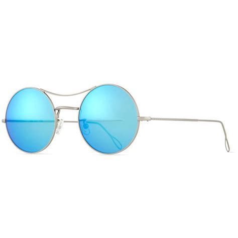 Kyme Ros Round Mirror Sunglasses Blue Lens