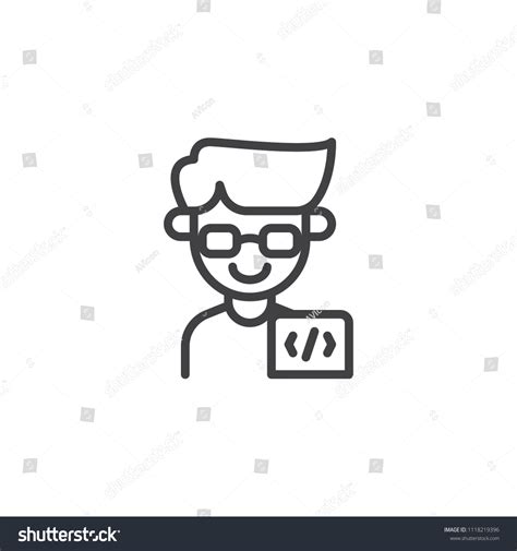 Programmer Man Outline Icon Linear Style Stock Vector Royalty Free