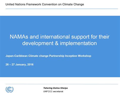 J CCCP Inception Workshop UNFCCC NAMA Presentation UNDP Climate Change Adaptation