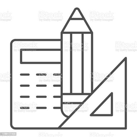 尺規鉛筆和計算機細線圖示學校概念數學工具標誌在白色背景儀器繪圖計算圖示在輪廓風格向量圖形向量圖形及更多三角形圖片 Istock