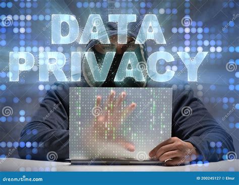 Data Privacy Concept With Hacker Stealing Personal Information Stock
