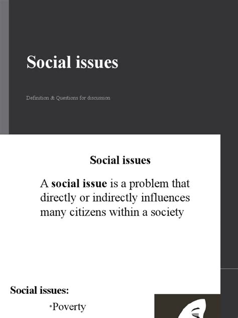 Social Issues Definition And Questions For Discussion Pdf