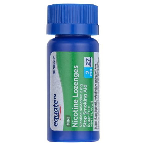 Equate Mini Nicotine Polacrilex Lozenges Stop Smoking Aid 2 Mg Mint