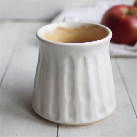 Andover Pottery — Hand Carved White And Gold Stoneware Mug Unique