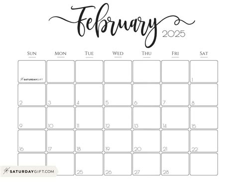 February 2025 Free Printable Calendar Cutest Day Hetty Cariotta