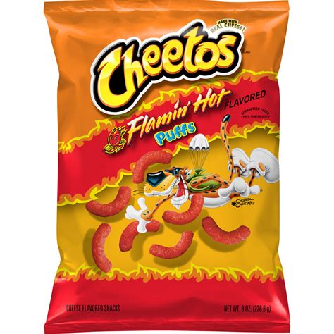 Cheetos Puffs Flamin Hot Flavored Cheese Flavored Snacks Hero