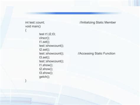 Static Data Members And Member Functions Pptx Programming Languages