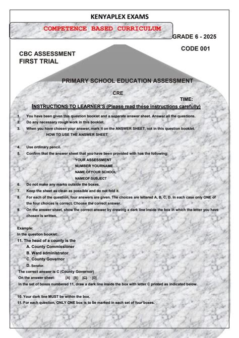 Grade 6 Cre Term 1 Opener Exam 2025 3529