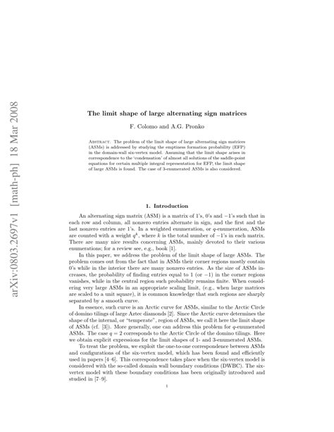 pdf the limit shape of large alternating sign matrices
