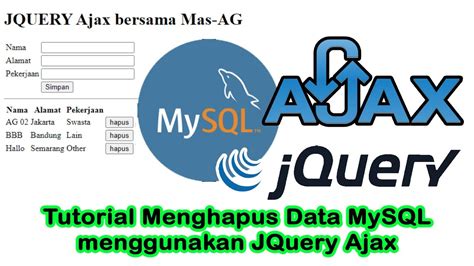 Tutorial Menghapus Data Di Table Menggunakan JQuery Ajax YouTube