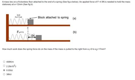 Solved A Mass Lies On A Frictionless Floor Attached To The