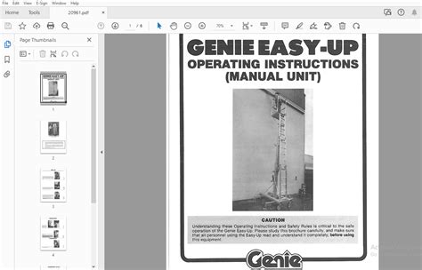 Genie Easy Up Operating Instructions Manual 20961 Pdf Download