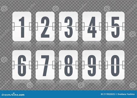 Vector Numeric Template Set Of Flip Scoreboard With Reflections Including Digits And Symbols
